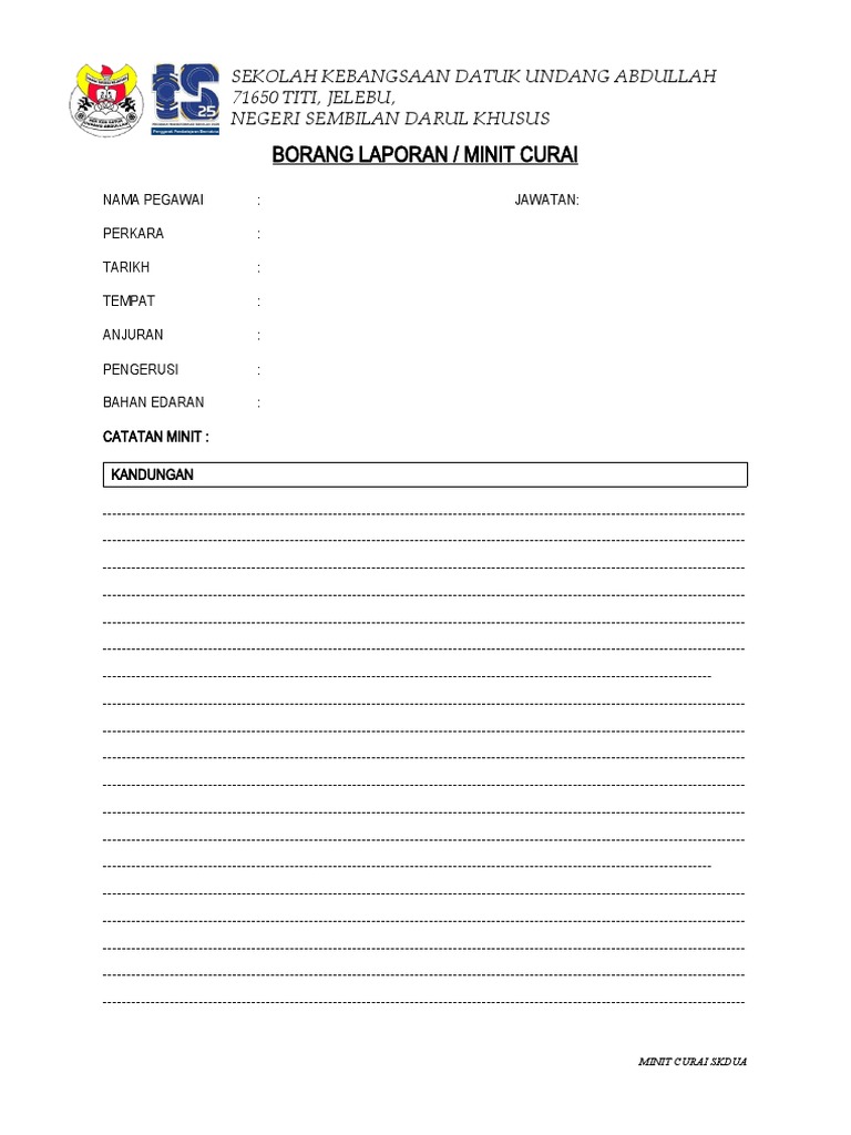Softcopy Borang Minit Curai | PDF