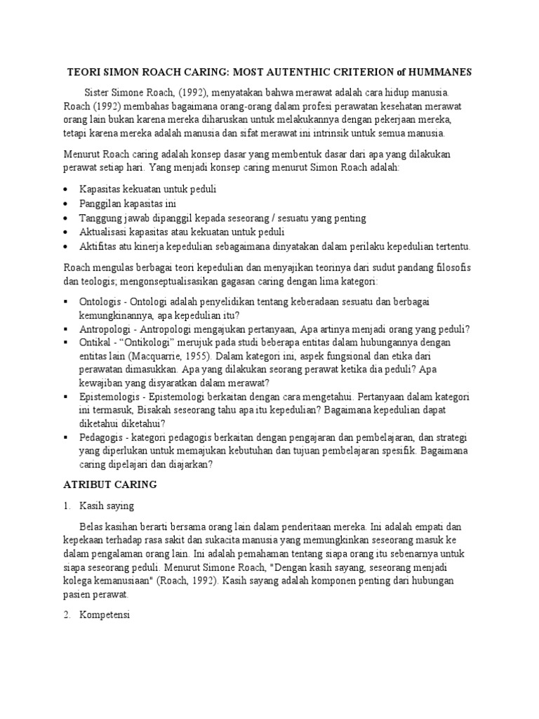 Teori Simon Roach Caring | PDF