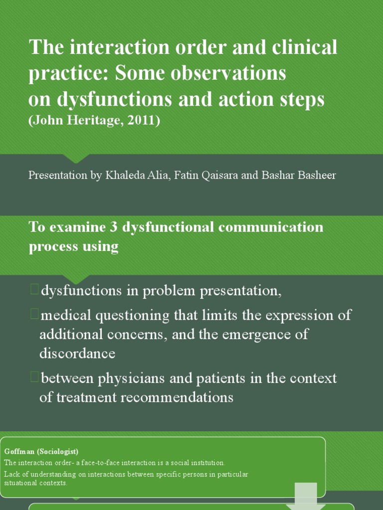 The Interaction Order and Clinical Practice | PDF | Conversation | Question