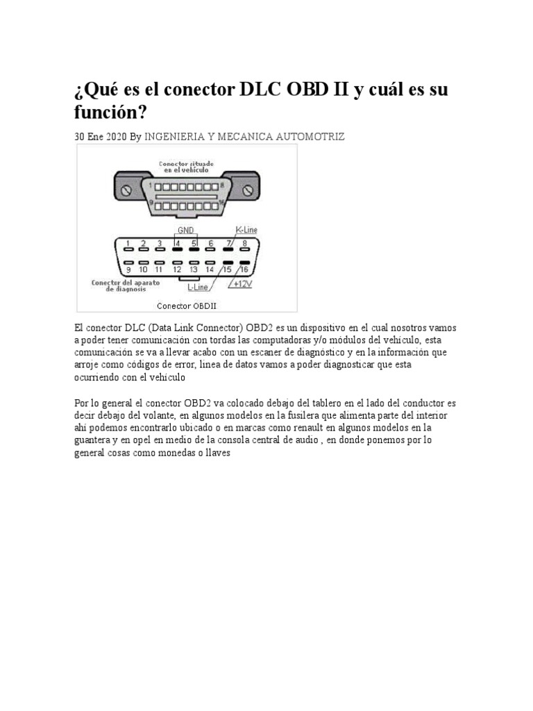 Qué Es El Conector DLC OBD II y Cuál Es Su Función | PDF | Vehículos ...