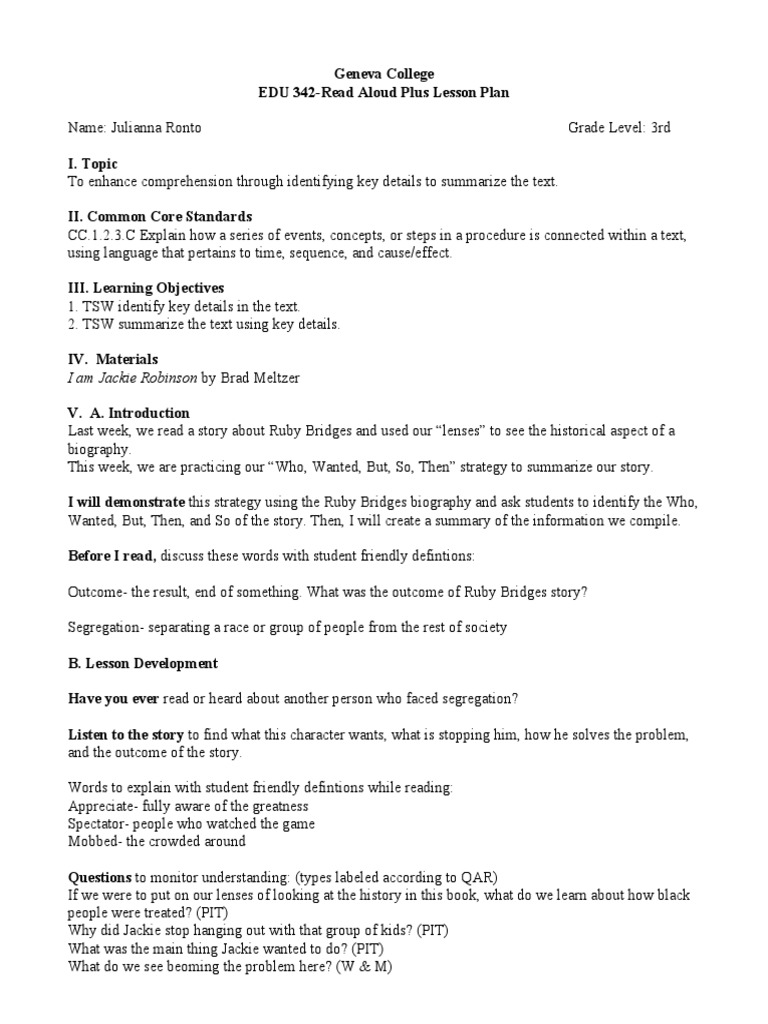 Lesson Plan A1 | PDF | Reading Comprehension | Teaching