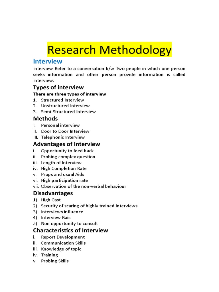 Research Methodology: Interview | PDF | Observation | Questionnaire