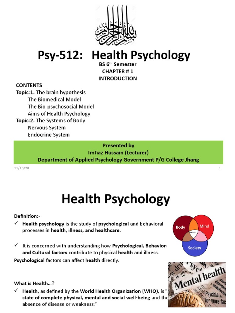 CH 1 Topic 1. Introduction To Health Psychology-1 | PDF | Health ...