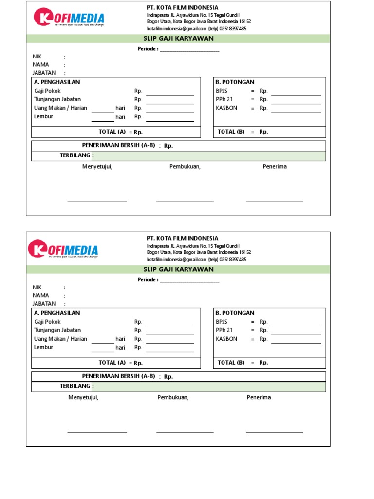 Form Slip Gaji Karyawan PDF | PDF