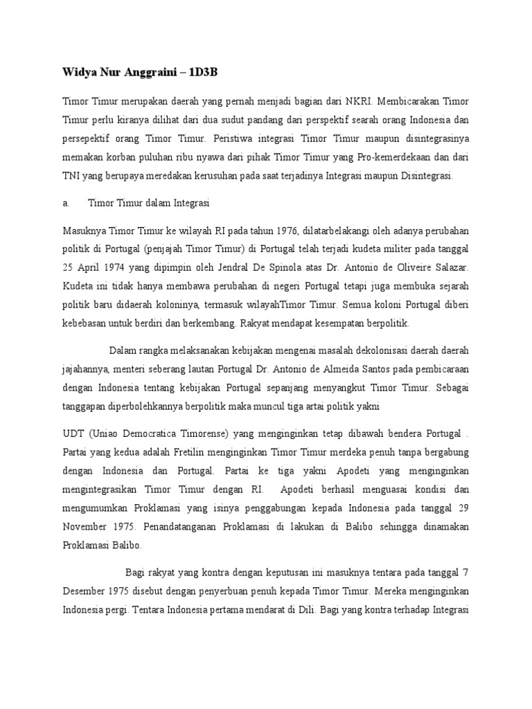 Integrasi & Disentegrasi Timor Timur | PDF