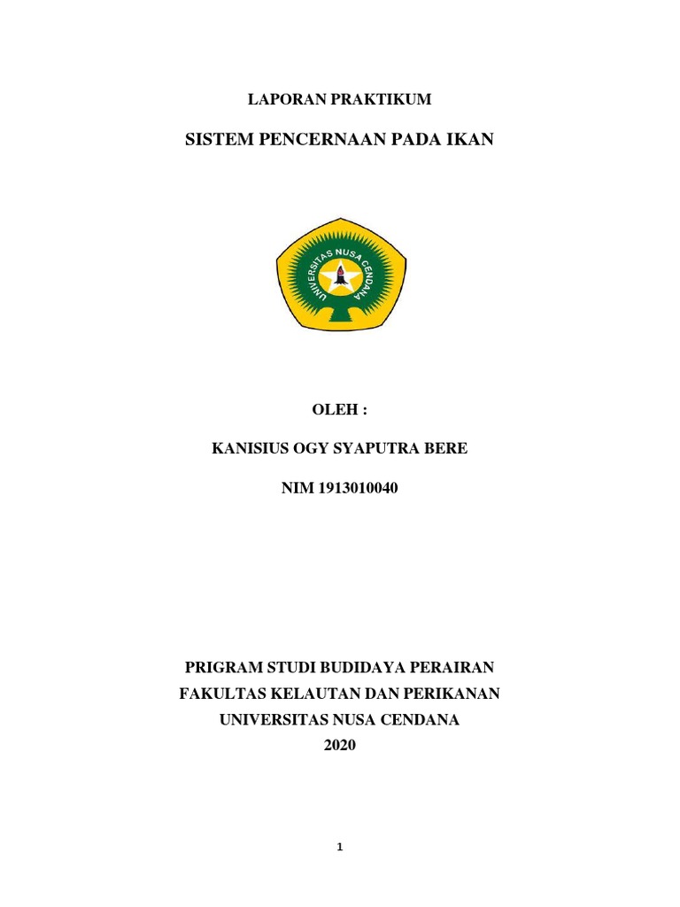 Laporan Praktikum Sistem Pencernaan Pada Ikan (Kanis | PDF Laporan Praktikum Sistem Pencernaan Pada Ikan (Kanis | PDF