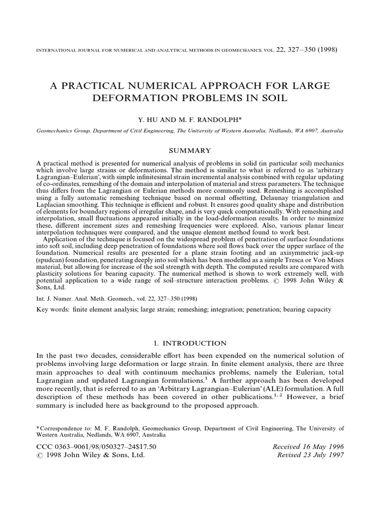 A Practical Numerical Approach For Large Deformation Problems in Soil ...
