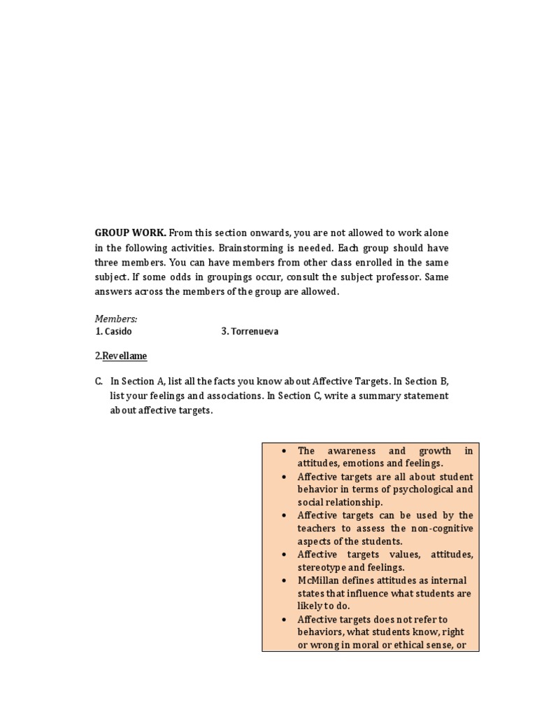 Affective Targets in Education | PDF | Affect (Psychology) | Attitude ...