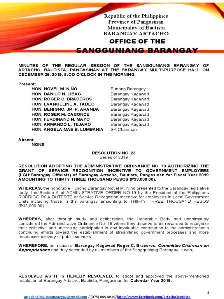 Resolution #23 Service Recognition Incentives | Download Free PDF ...