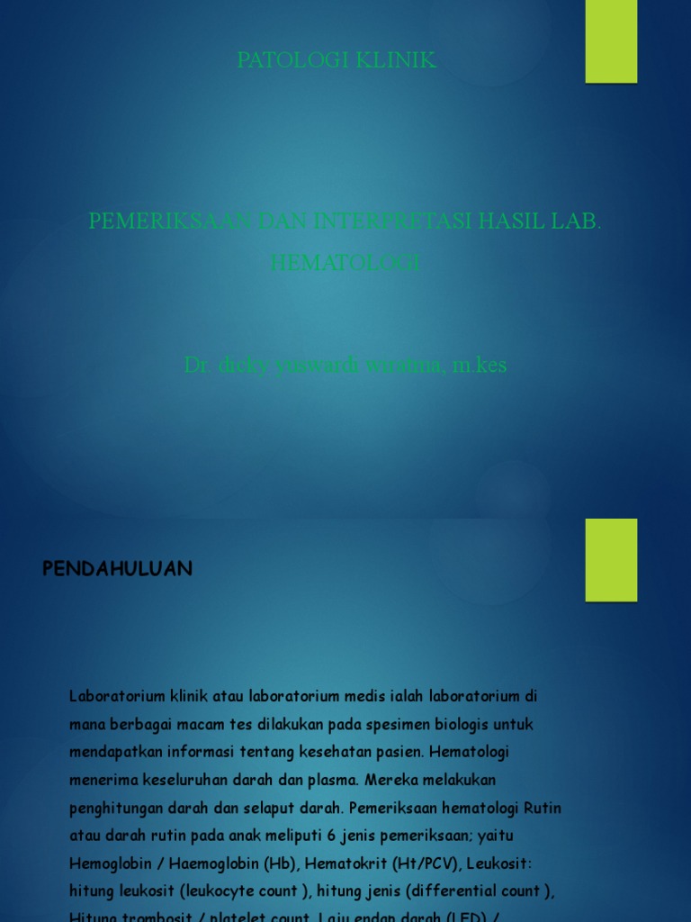 5-Pemeriksaan Dan Interpretasi Hasil Laboratorium Hematologi | PDF