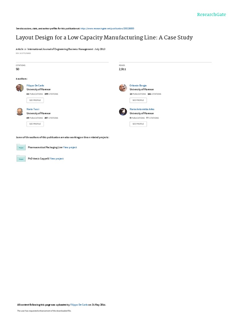 InTech-Layout Design For A Low Capacity Manufacturing Line A Case Study PDF | PDF | Mathematical ...