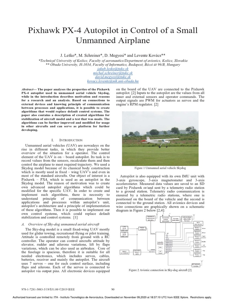Pixhawk PX-4 Autopilot in Control of A Small Unmanned Airplane | PDF ...
