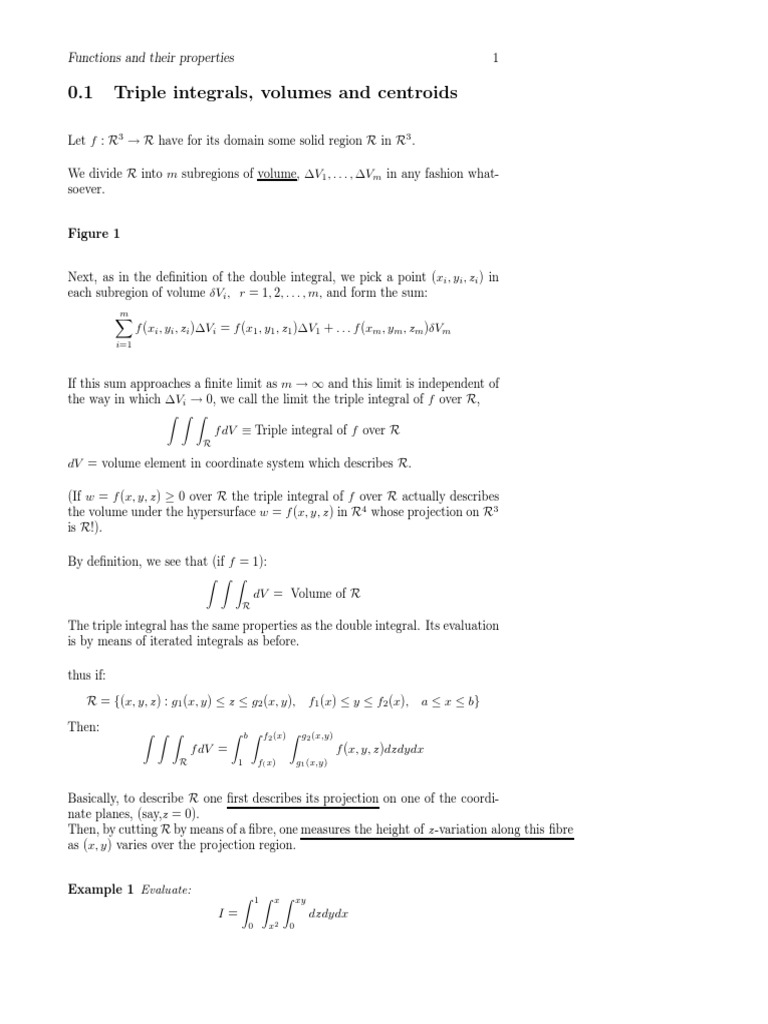 0.1 Triple Integrals, Volumes and Centroids | PDF | Volume | Sphere
