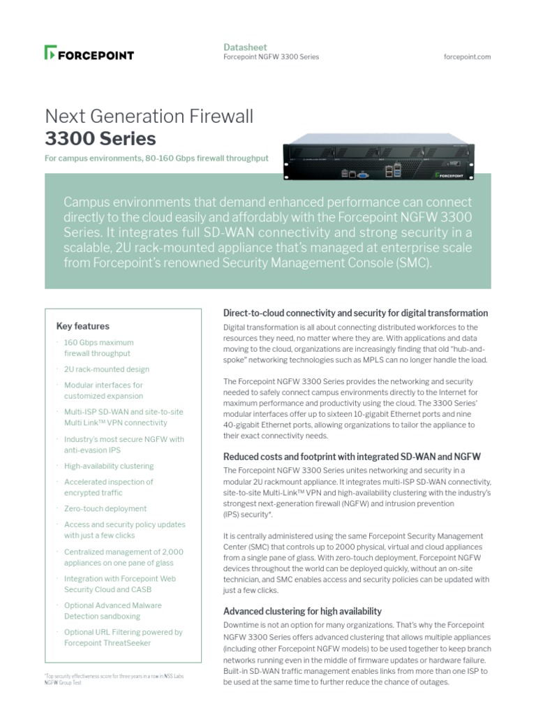 Datasheet Forcepoint NGFW 3300 Series en | PDF | Cloud Computing | Virtual Private Network