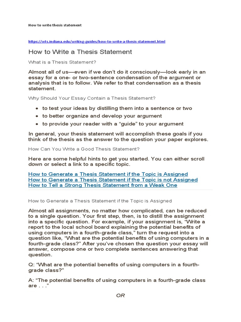 How To Write Thesis Statement | PDF | Essays | Sentence (Linguistics)