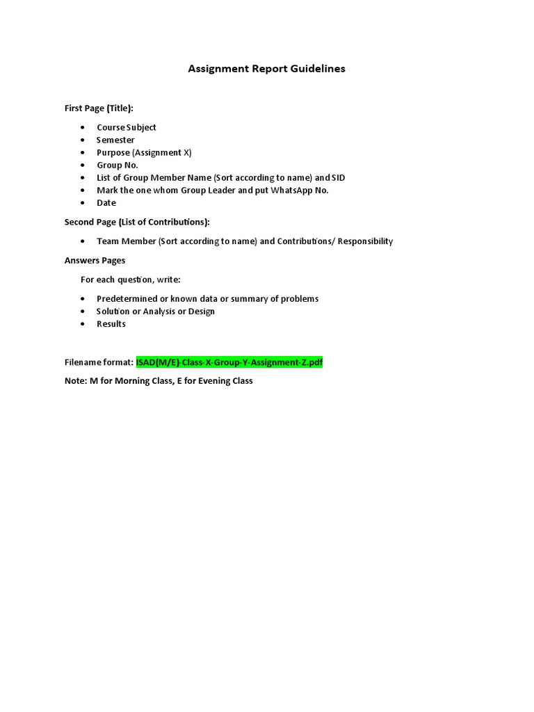 Assignment Report Format Guide | PDF