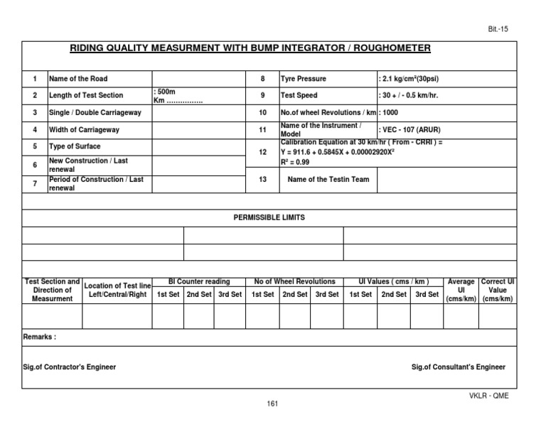 Riding Quality Measurment With Bump Integrator / Roughometer | PDF ...