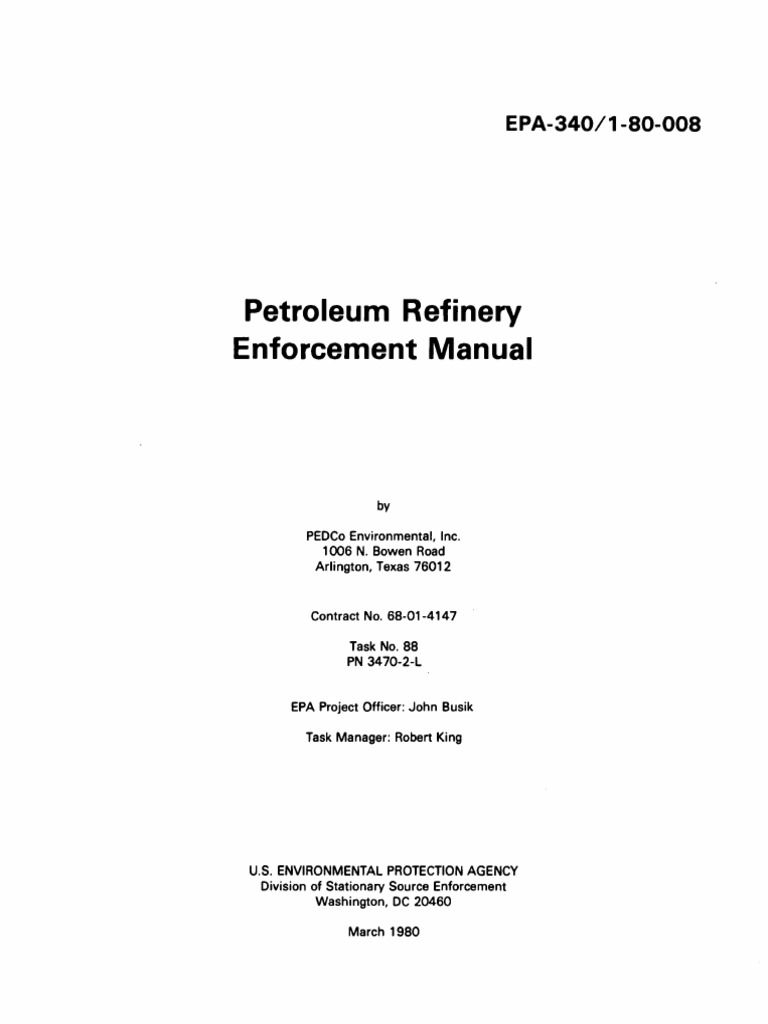 Petroleum Refinery Enforcement Manual | PDF | Cracking (Chemistry ...