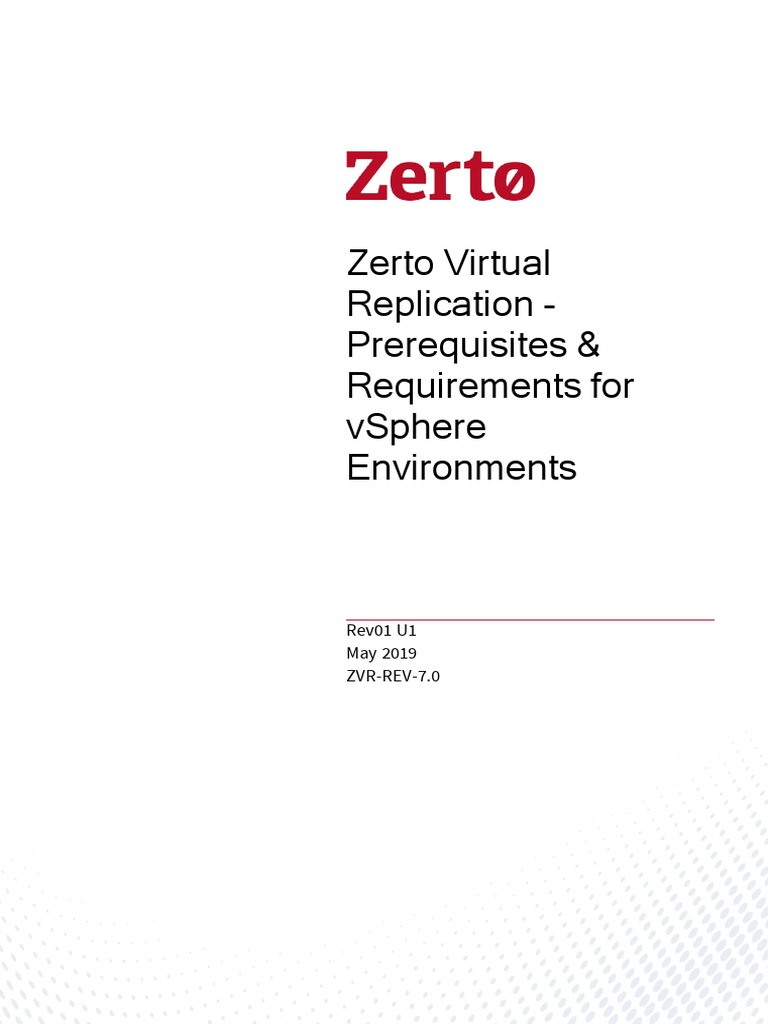 Zerto Virtual Replication Vsphere Enterprise Guidelines | PDF