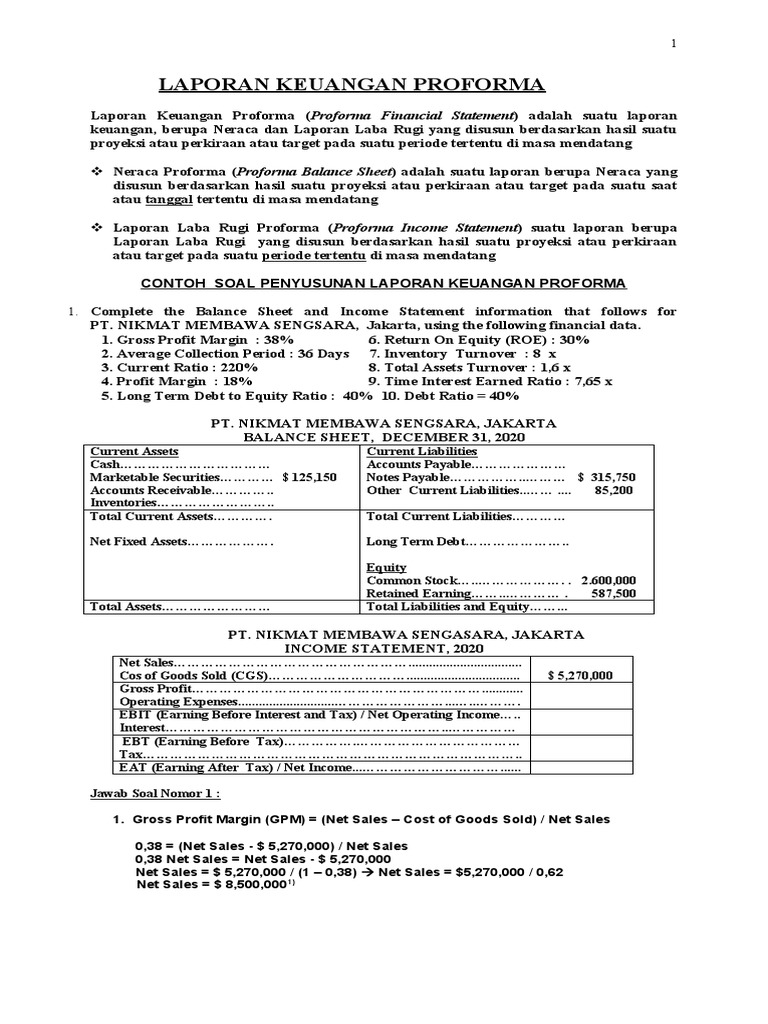 Alk Laporan Keuangan Proforma 21 Oktober 2020 | Download Free PDF | Current Liability | Balance ...