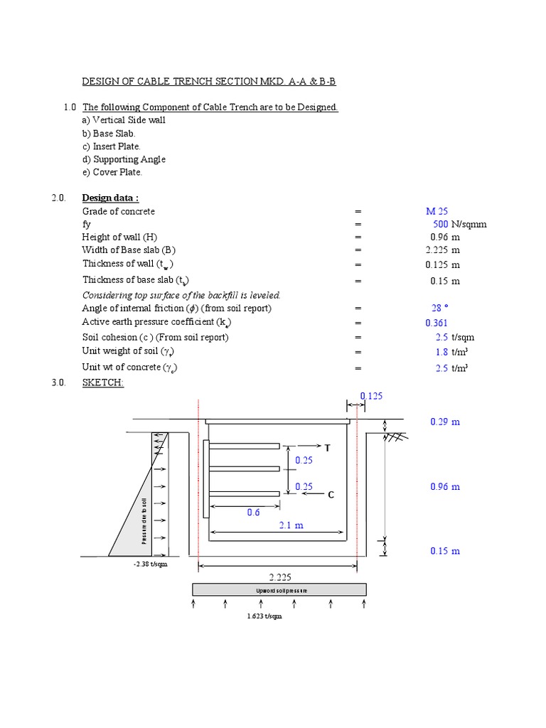 Cable Trench Design Specifications | PDF | Bending | Pressure