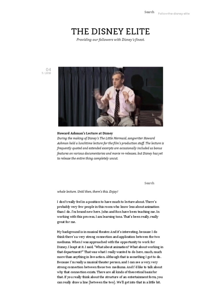 Howard Ashman's Disney Lecture Insights | PDF | Entertainment (General)