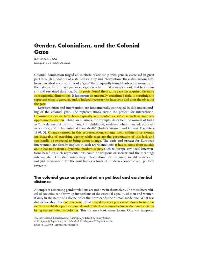 15 - Ram, Gender, Colonialism, and The Colonial Gaze | PDF | Frantz ...