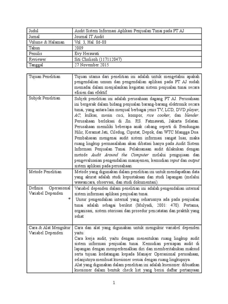 Review Journal IT Audit PDF | PDF