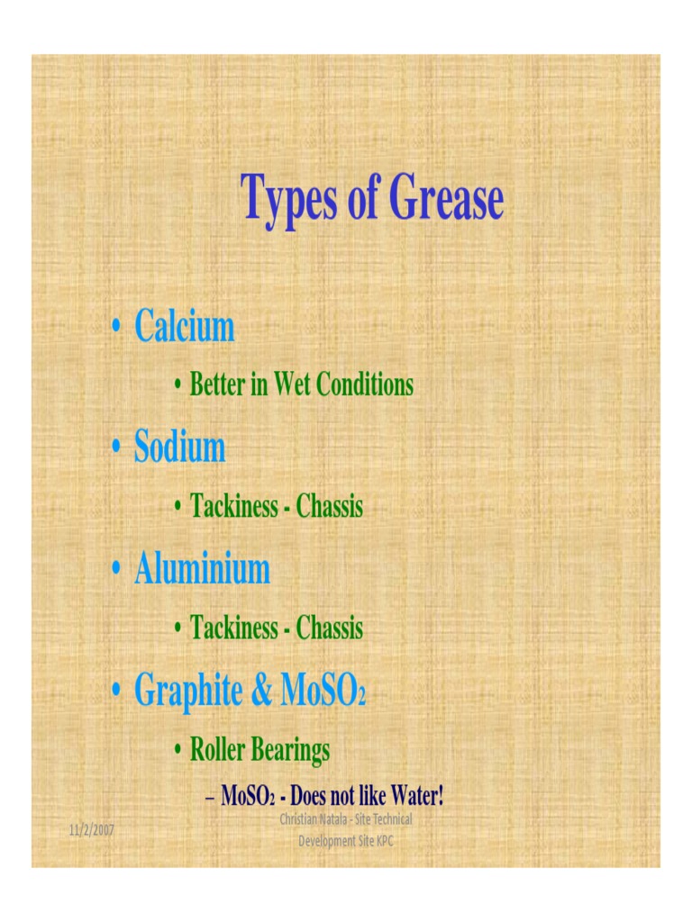 Types of Grease: - Calcium - Sodium - Aluminium - Graphite & Moso | PDF ...