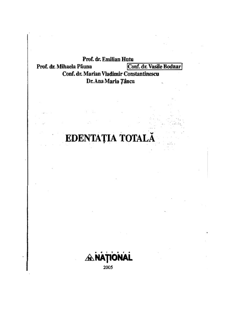 Edentatia Totala Hutu 2005 | PDF