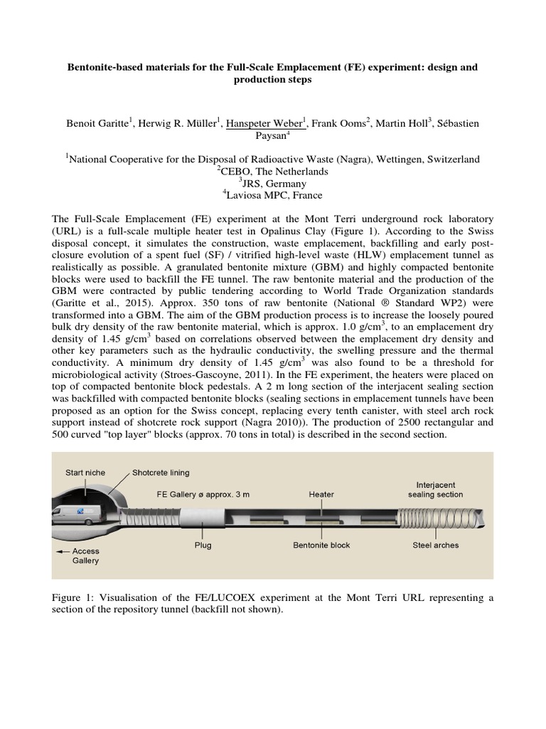 Bentonite-Based Materials For The Full-Scale Emplacement (FE ...