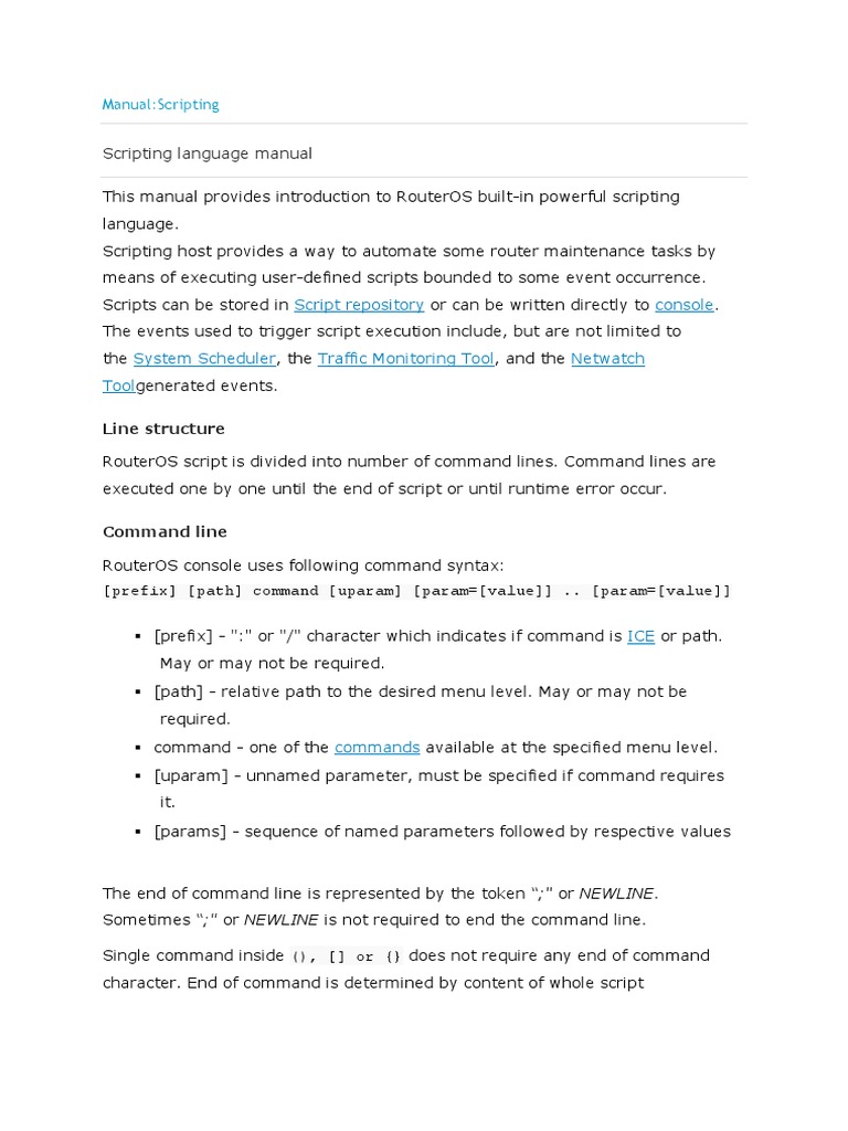 Scripting Language Manual | PDF | Scope (Computer Science) | Command Line Interface
