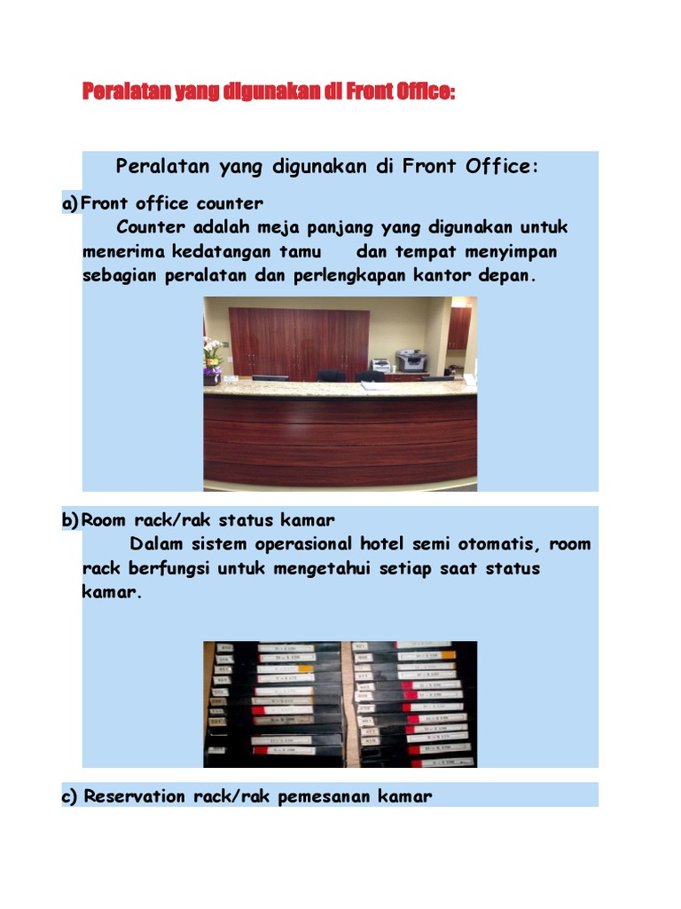 PERALATAN FRONT OFFICE | PDF