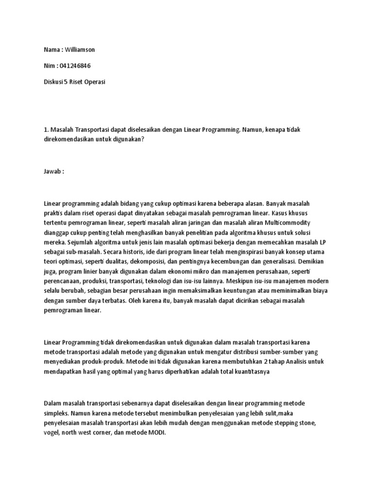 Diskusi 5 Riset Operasi | PDF