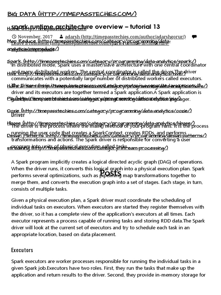 Spark Runtime Architecture Overview | PDF | Apache Spark | Digital ...