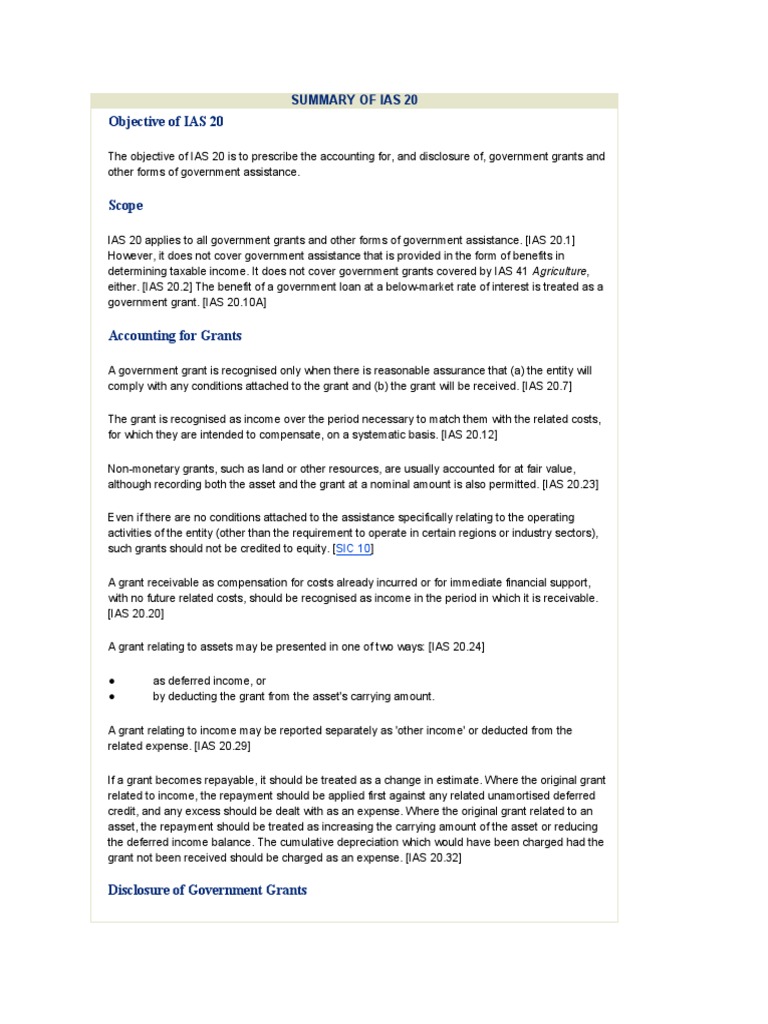An Overview of the Key Accounting Principles for Government Grants ...