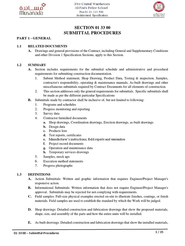 Submittal Procedures | PDF | Specification (Technical Standard) | Engineering