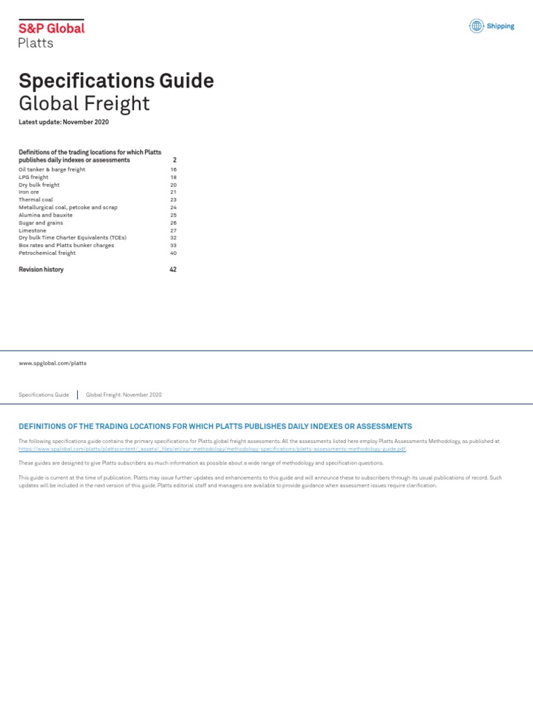 Specifications Guide: Global Freight | PDF | Oil Tanker | Cargo