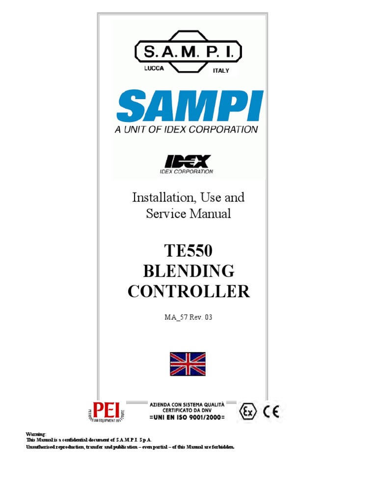 TE550 Blending Controller: Installation, Use and Service Manual | PDF ...
