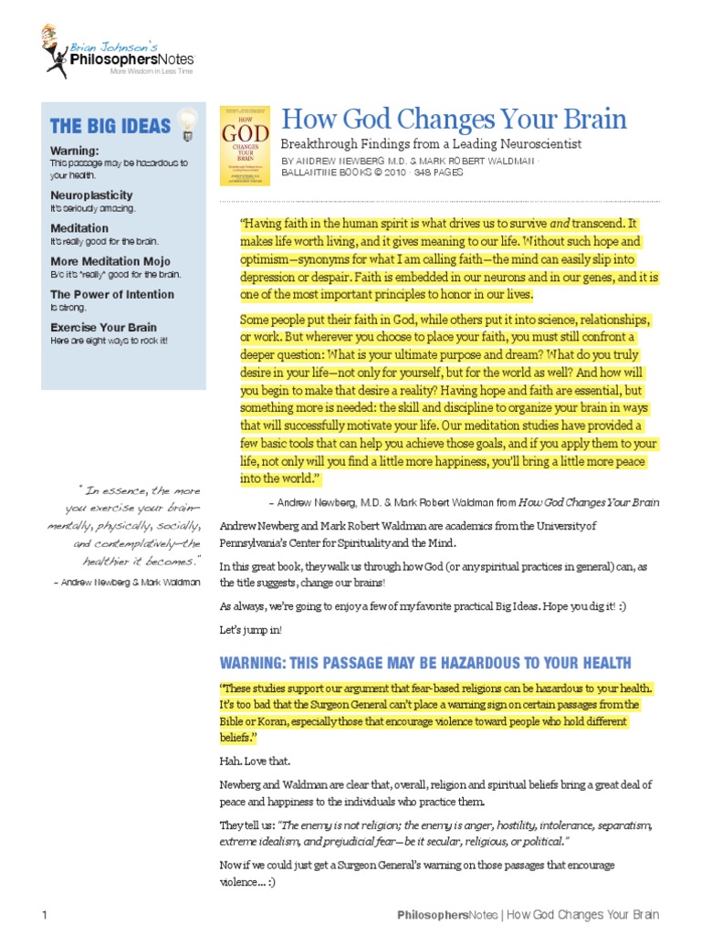 How God Changes Your Brain: The Big Ideas | PDF | Relaxation ...