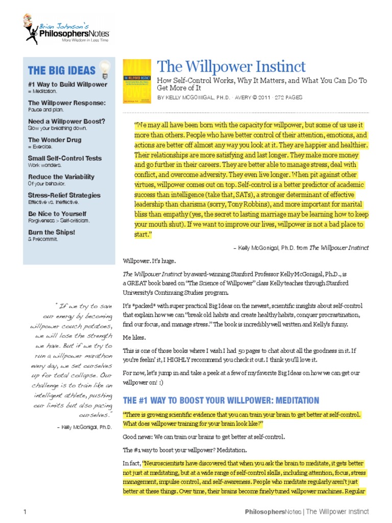 The Willpower Instinct | PDF | Self Control | Self-Management