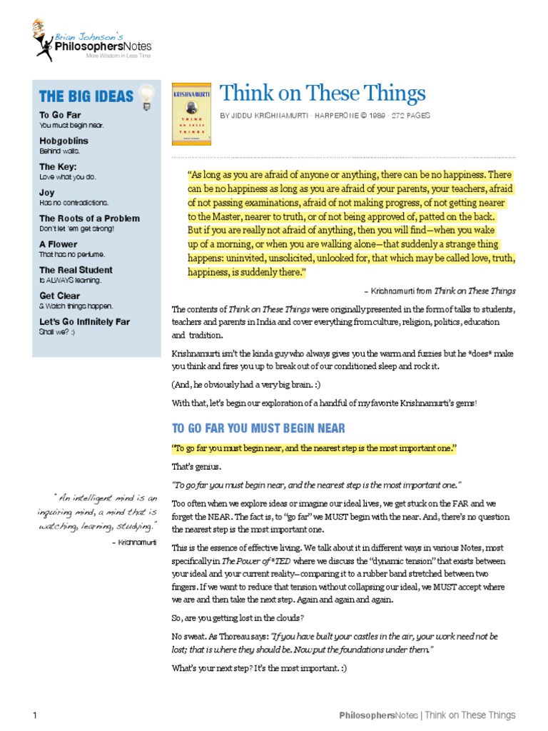 Think On These Things PDF | PDF | Motivation | Motivational