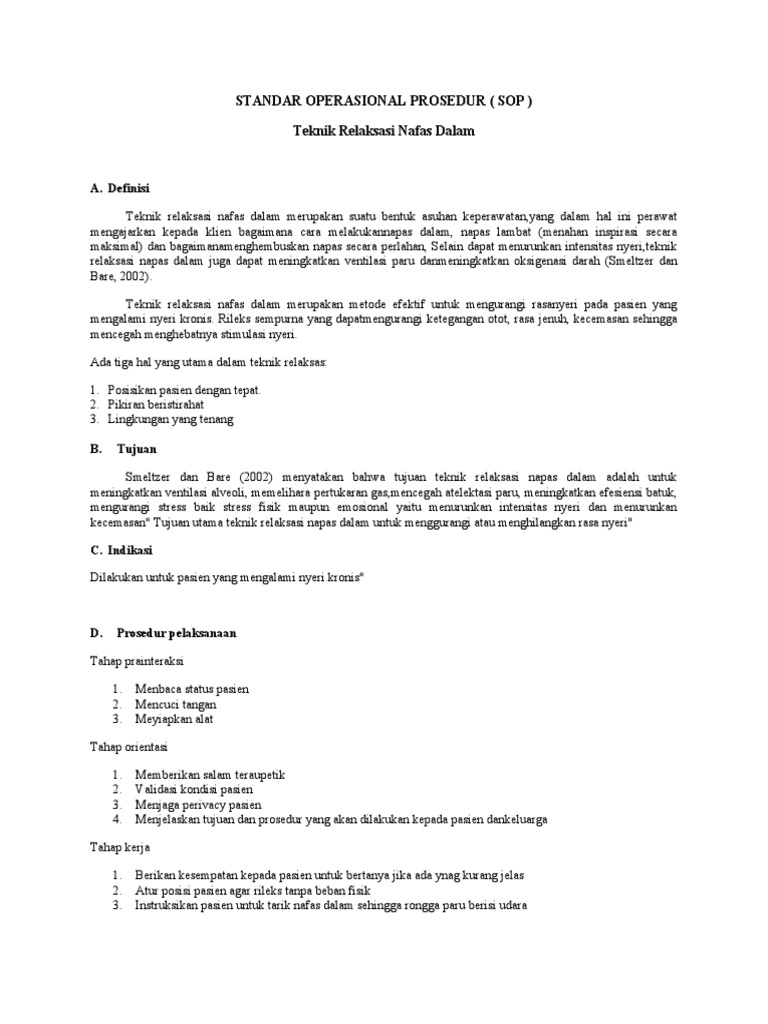 Sop Nafas Dalam | PDF