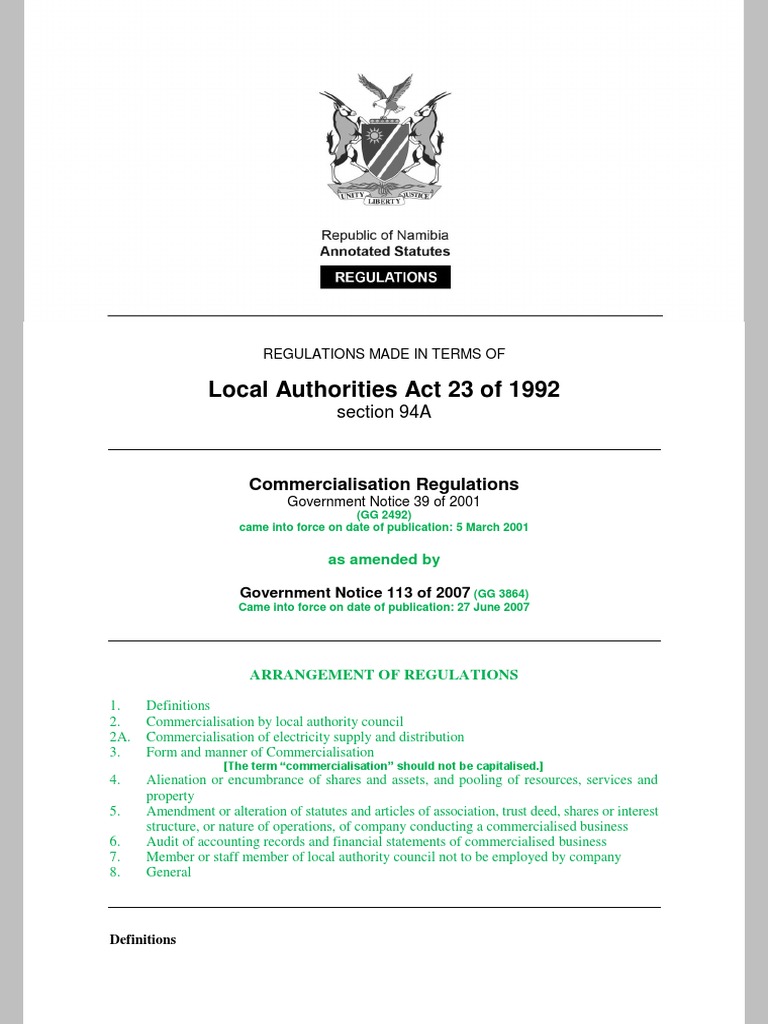 Local Authorities Commercialisation Regulations | PDF | Audit | Government