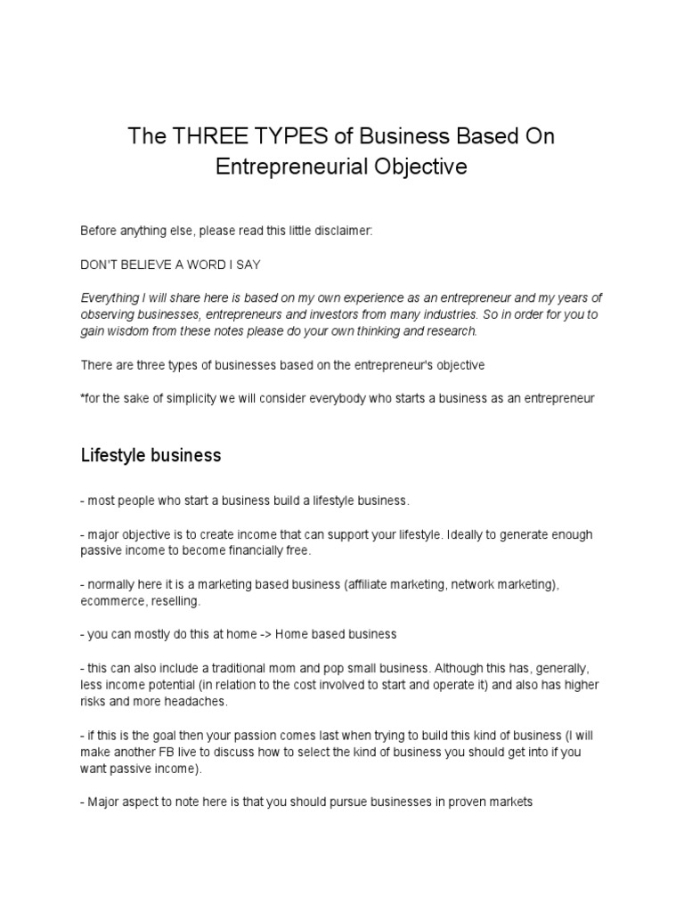 3 Types of Businesses | PDF | Entrepreneurship | Initial Public Offering