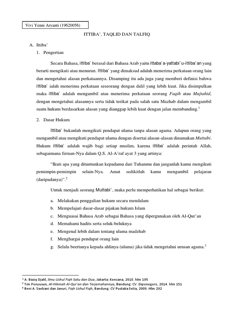 Ittiba, Taqlid Dan Talfiq | PDF