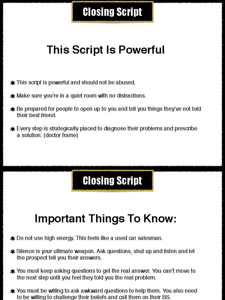 Phone Closing Script | PDF | Feeling