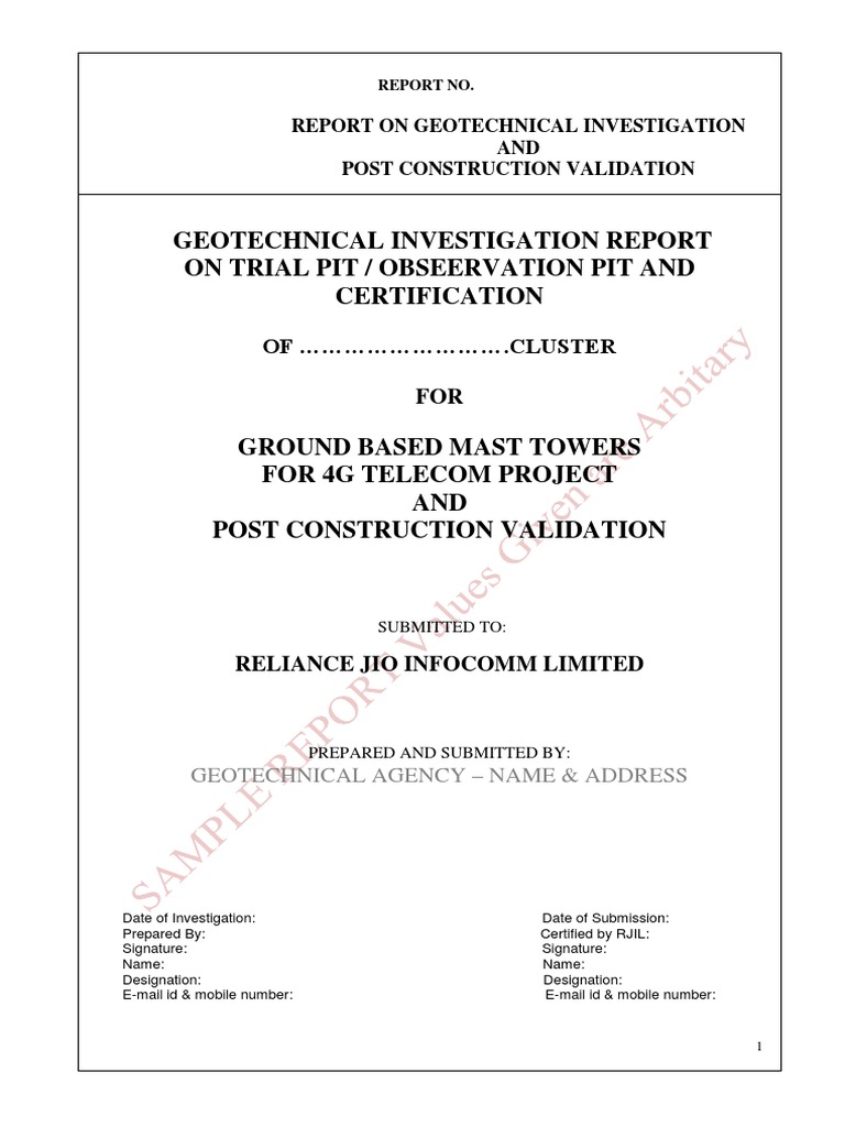 Sample SI Report - For Trial Pit SBC Certification PDF | PDF ...