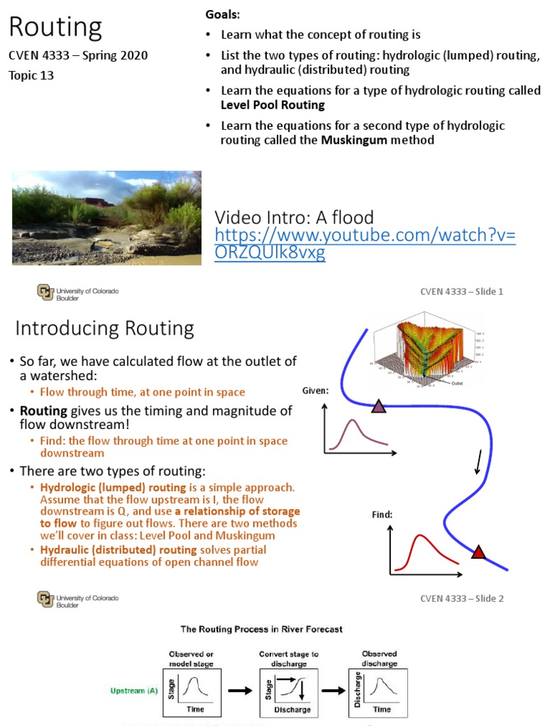 13 sp20 Routing-Revised | PDF | Discharge (Hydrology) | Flood