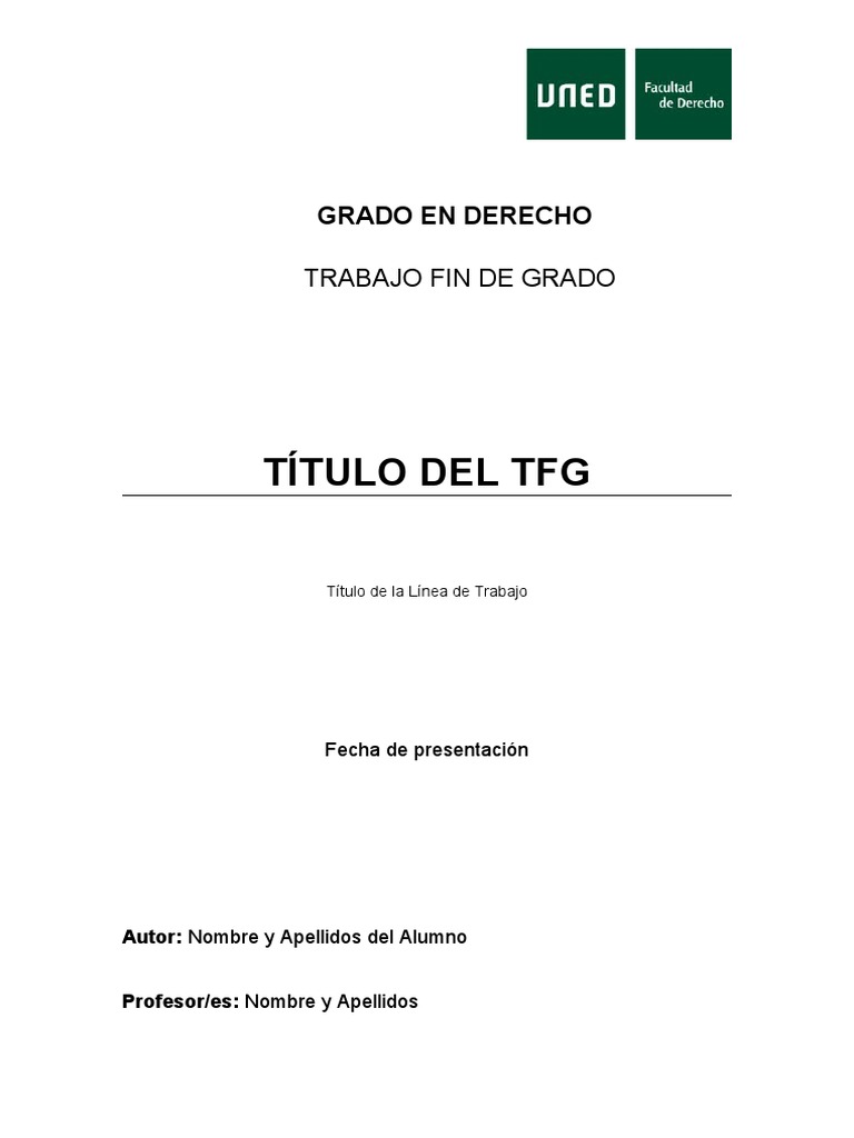 Modelo Formal de TFG en Derecho | PDF